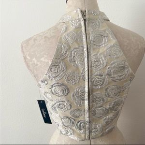 Lulus | Tops | Lulus Silver Rose High Neck Crop Top Bed Of Roses ...
